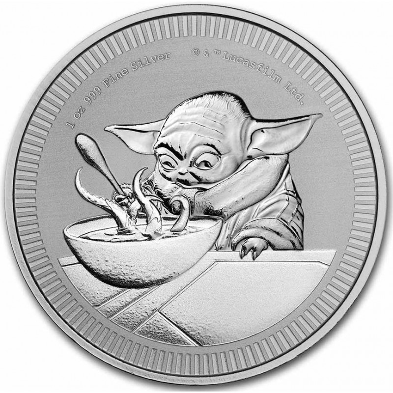 1oz Stars Wars Grogu Baby Yoda zilver 2022